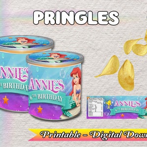 Little Mermaid Ariel Party Labels - 1.3oz Can of Chips - Little Mermaid ...