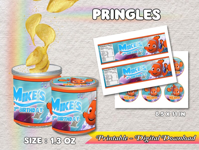 Finding Nemo Party Labels 1.3oz Can of Chips Finding Nemo - Etsy