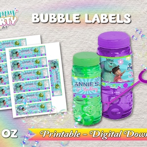 Bubble Bottle Labels Monster, Inc - DIGITAL DOWNLOAD - Monster Inc ...
