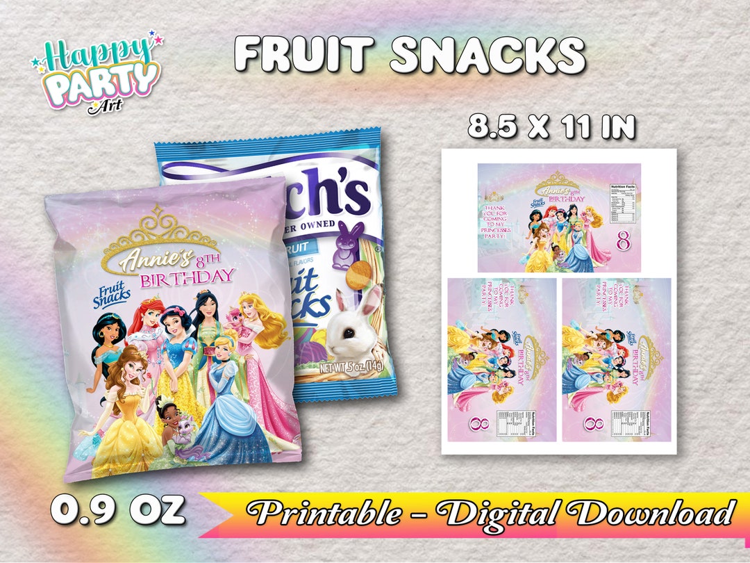 Fruit Snacks - Princesses - Only DIGITAL DOWNLOAD - Princesses Birthday ...