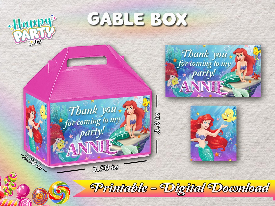 Gable Box Little Mermaid Ariel Party Only DIGITAL DOWNLOAD - Etsy