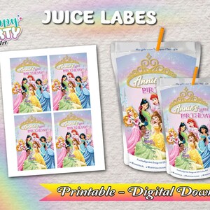 3 Pack Princesses - Chip Bag - Juice Labels - Princess Lables - DIGITAL ...