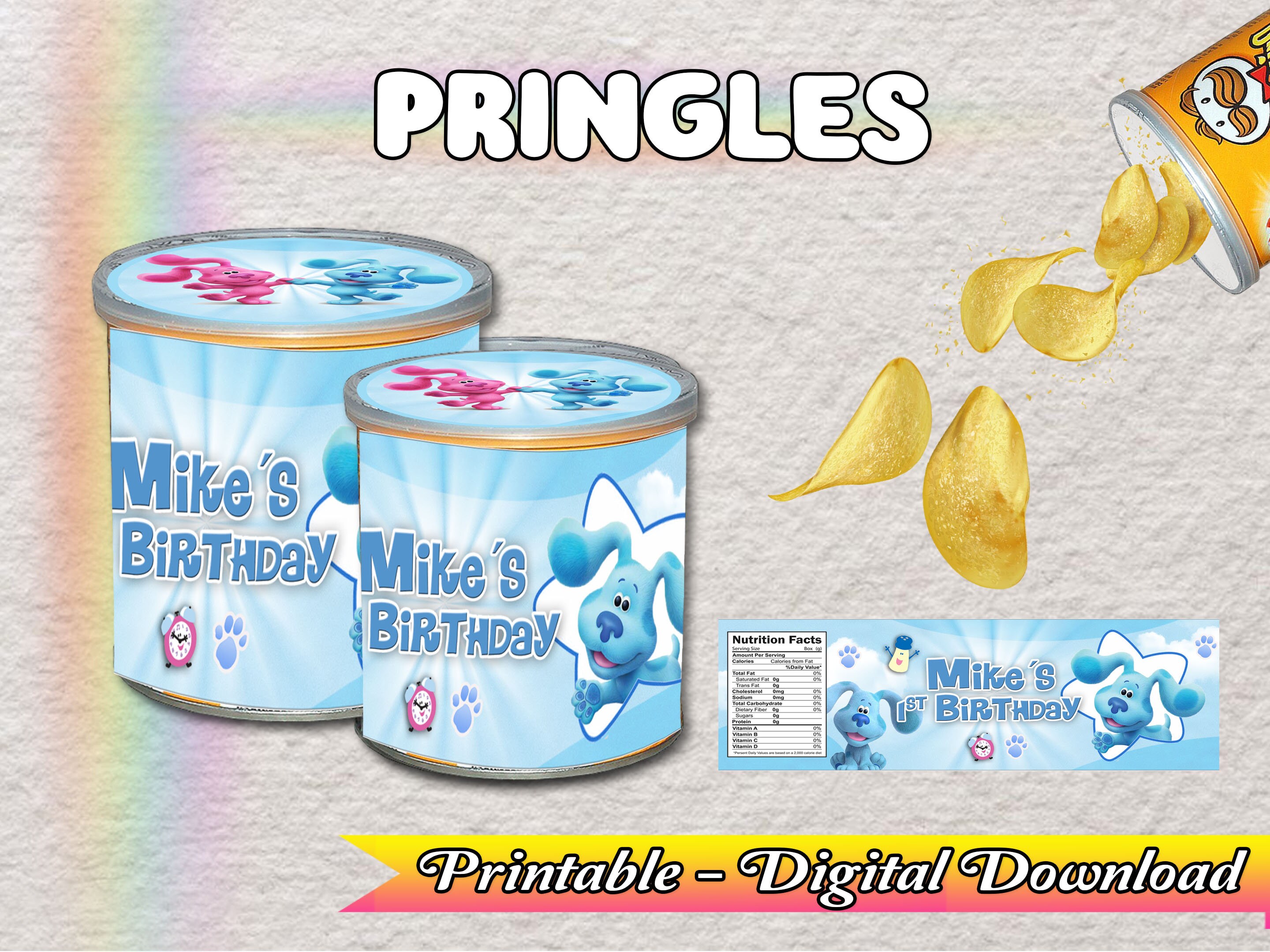 Blues Clues Party Labels 1.3oz Can of Chips Blues Clues - Etsy Canada