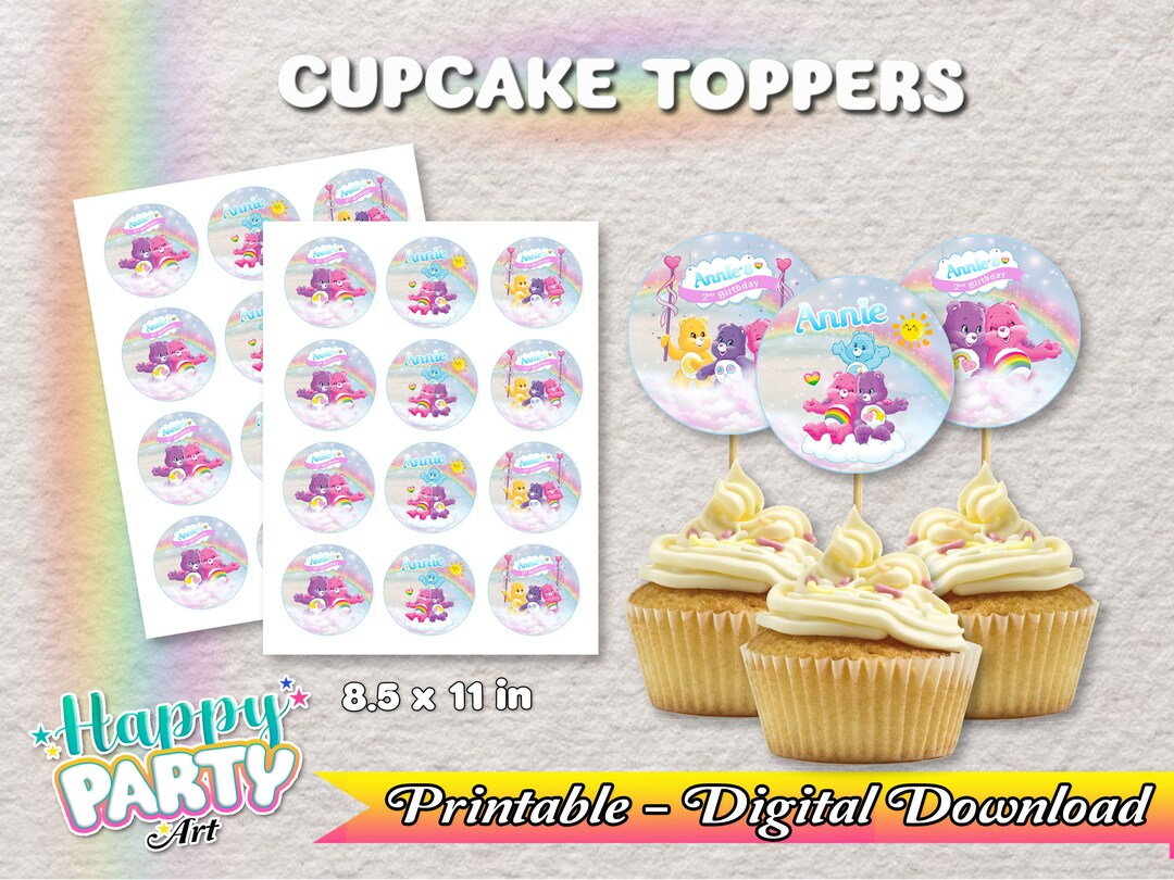 Cupcake Toppers - Care Bears Birthday Party Cupcake Toppers - Only ...