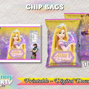 4 Pack Rapunzel - Girl - Chip Bag - Juice - Gable Box - Candy Bar ...