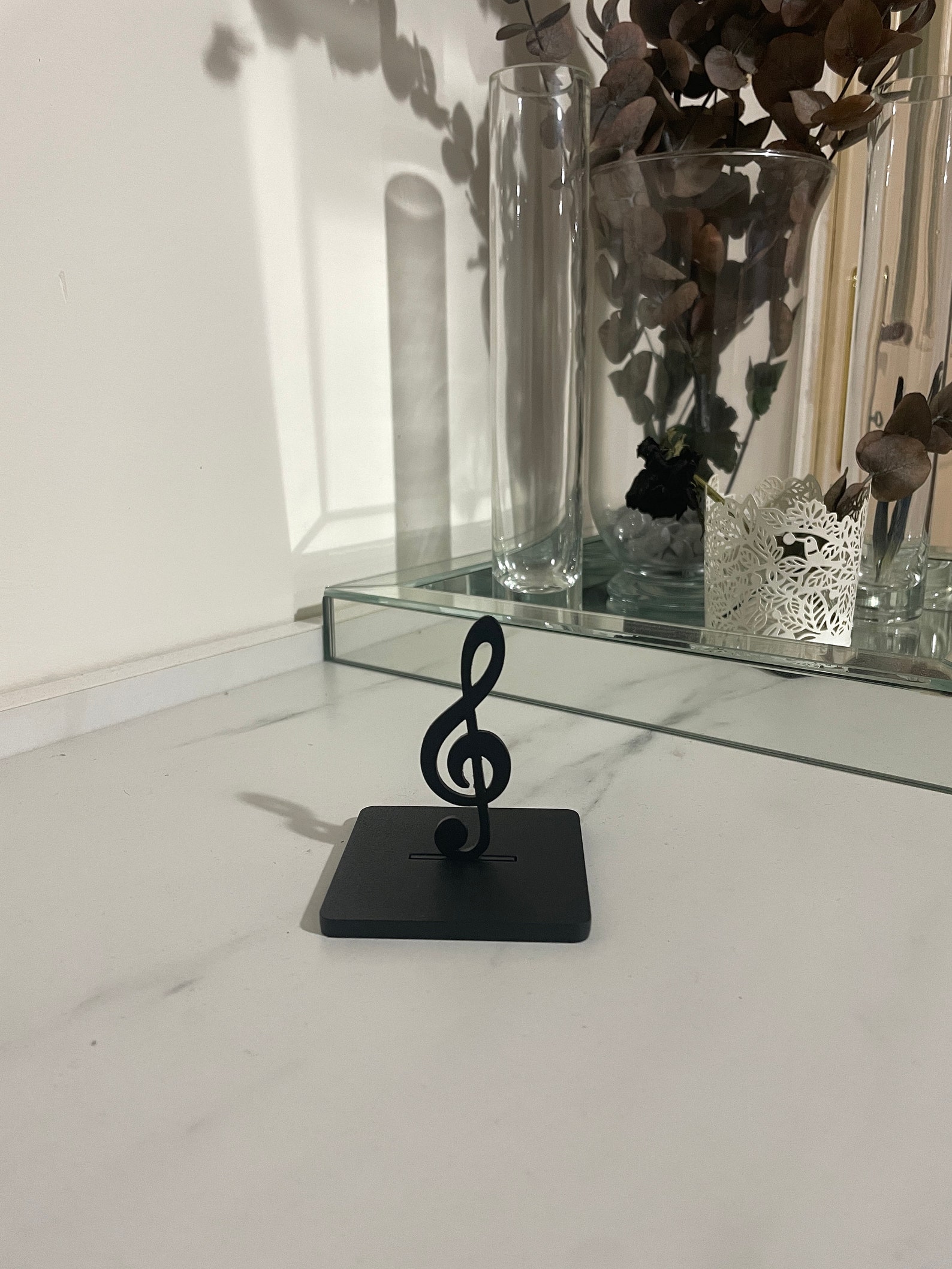 Treble Clef Metal Statue, Metal Treble Clef Sculpture, Metal Desktop ...