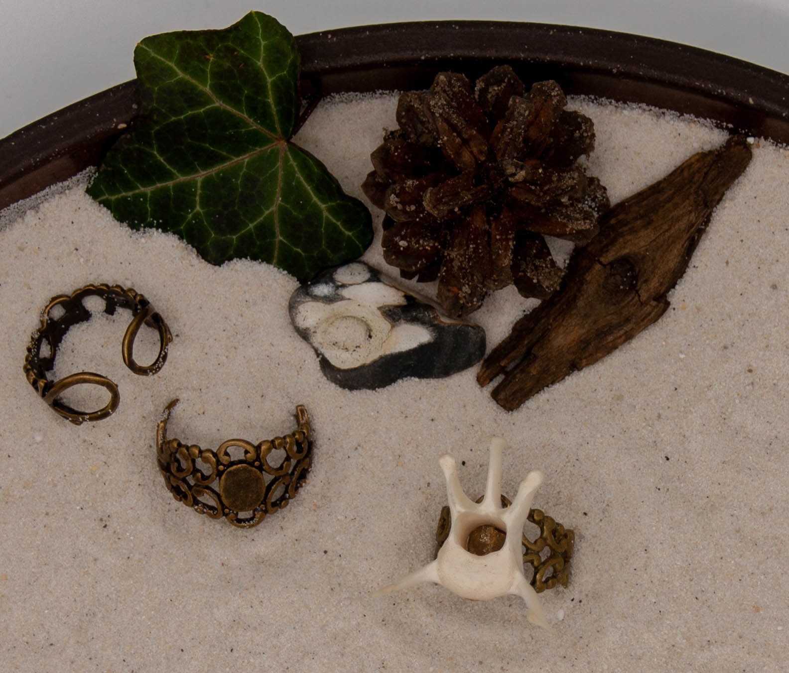 Echte bot ring dierlijke bot ring op antieke bronzen afwerking ...