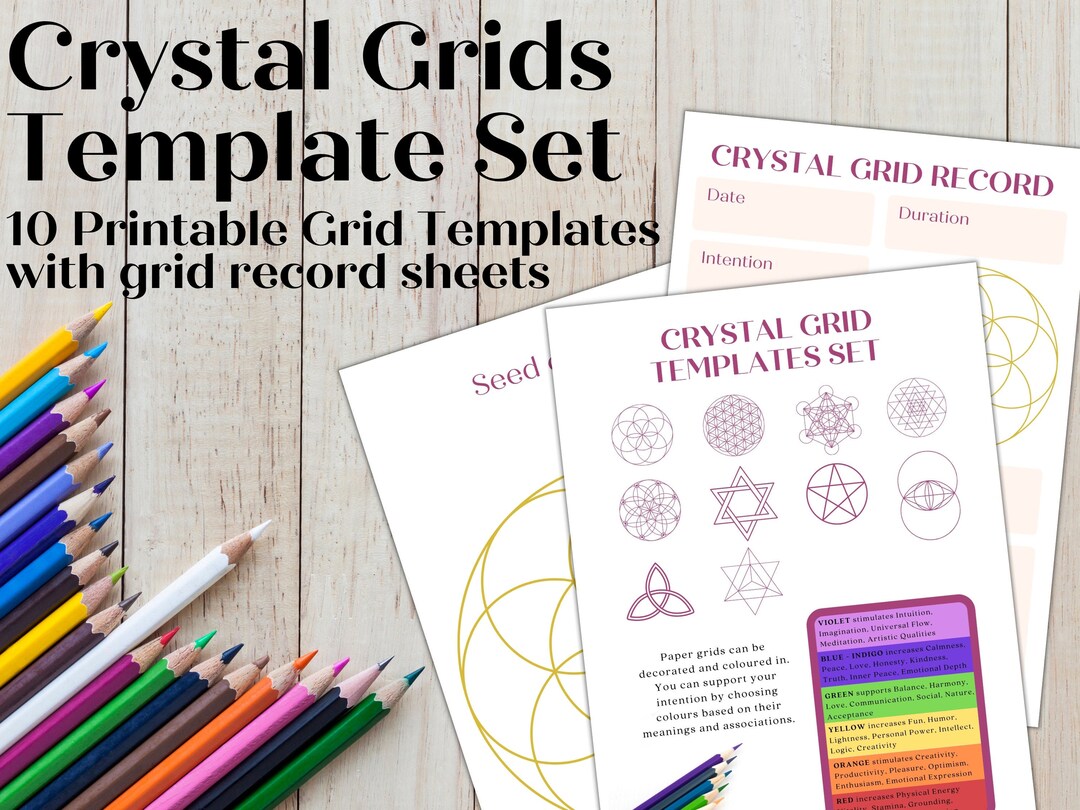 Crystal Grids Templates Set, Crystal Grid Printables, Crystal Grid ...