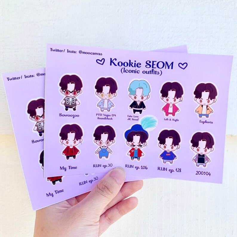 BTS Jungkook in the Seom Iconic Outfits Stickers Sheet BTS - Etsy Israel
