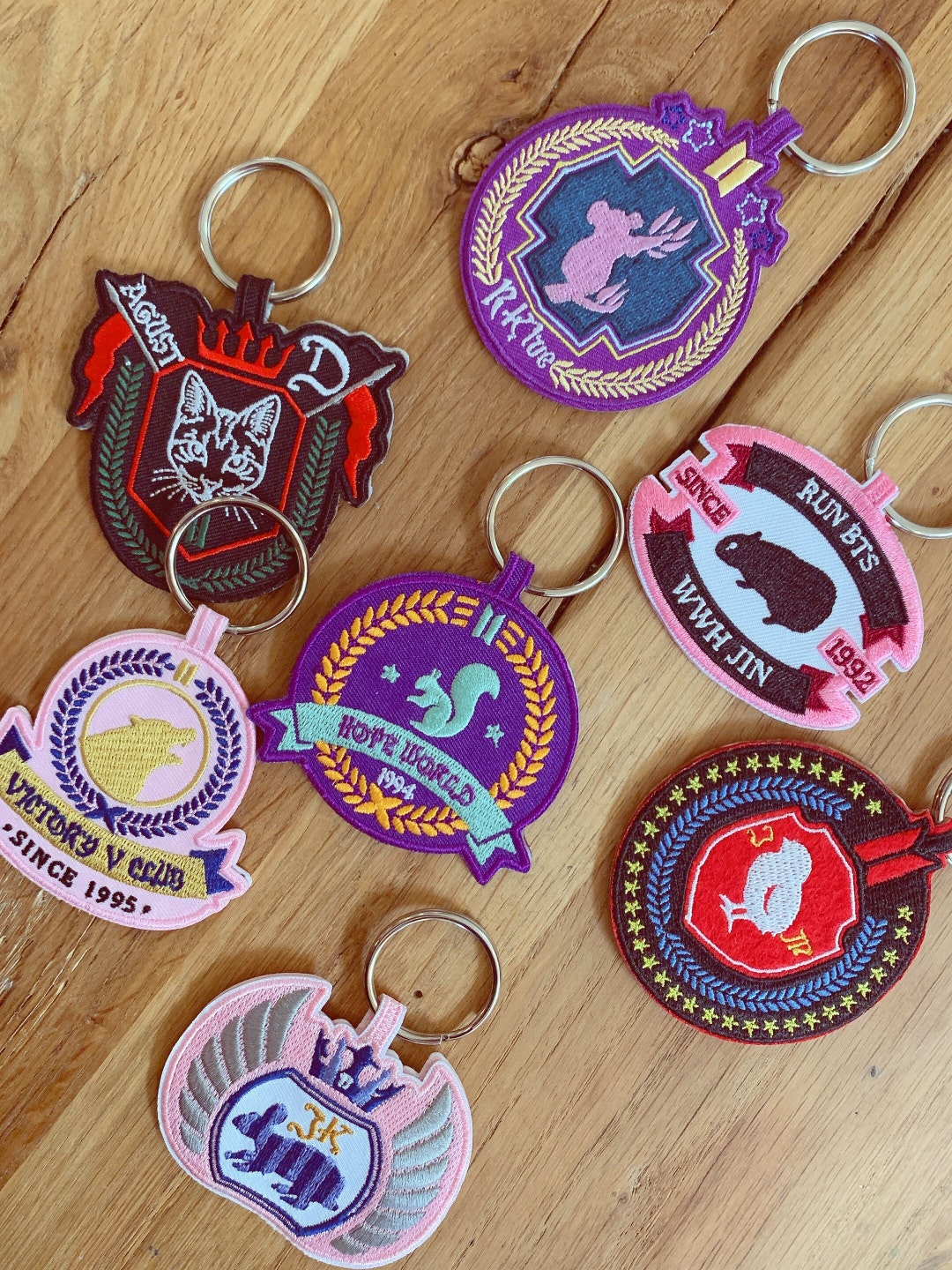 BTS Embroidery Emblem Iconic Animals Nickname Keychain | BTS | BTS ...