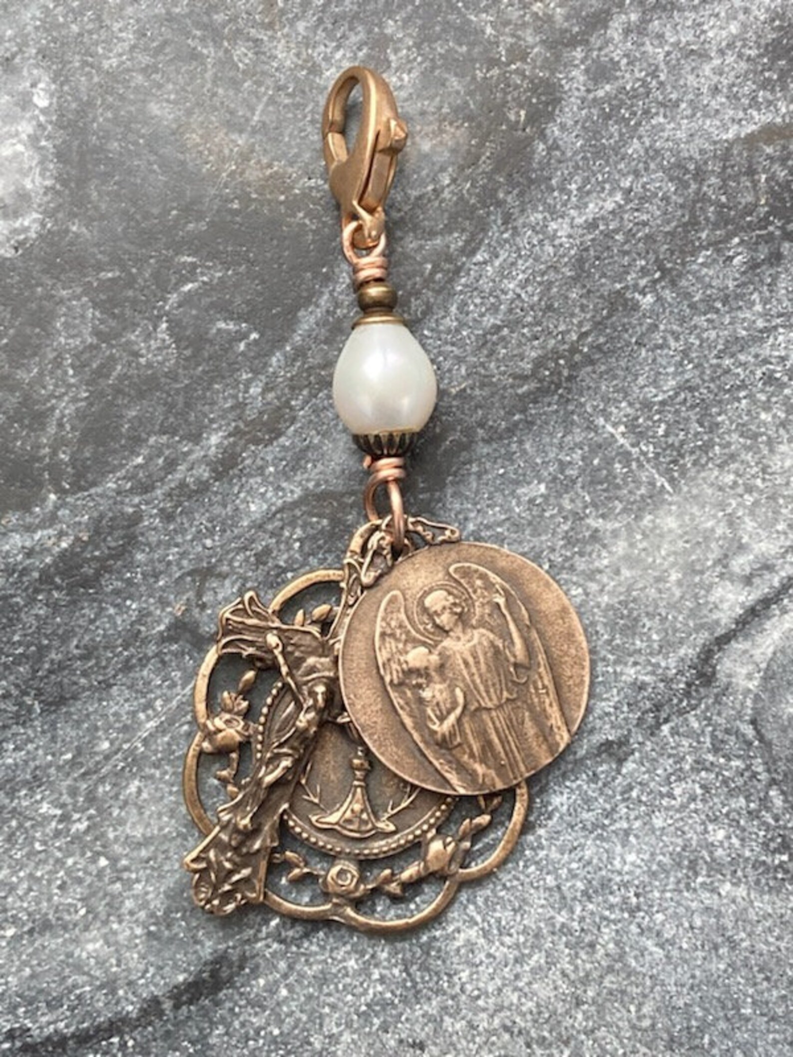 Catholic Medals Bag Charm - Solid Bronze - Holy Eucharist Guardian ...