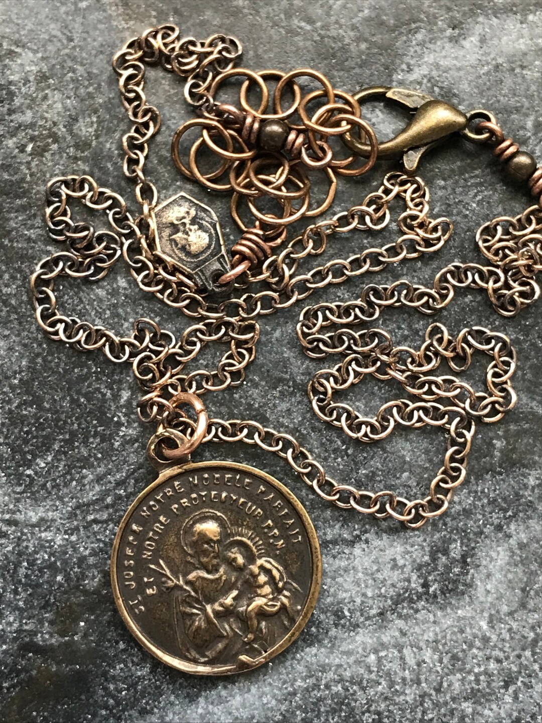 Saint Joseph Solid Bronze Necklace - Etsy