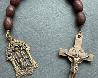 Stella Maris Three Hail Mary Chaplet Bronze and Leather Pocket Rosary ...