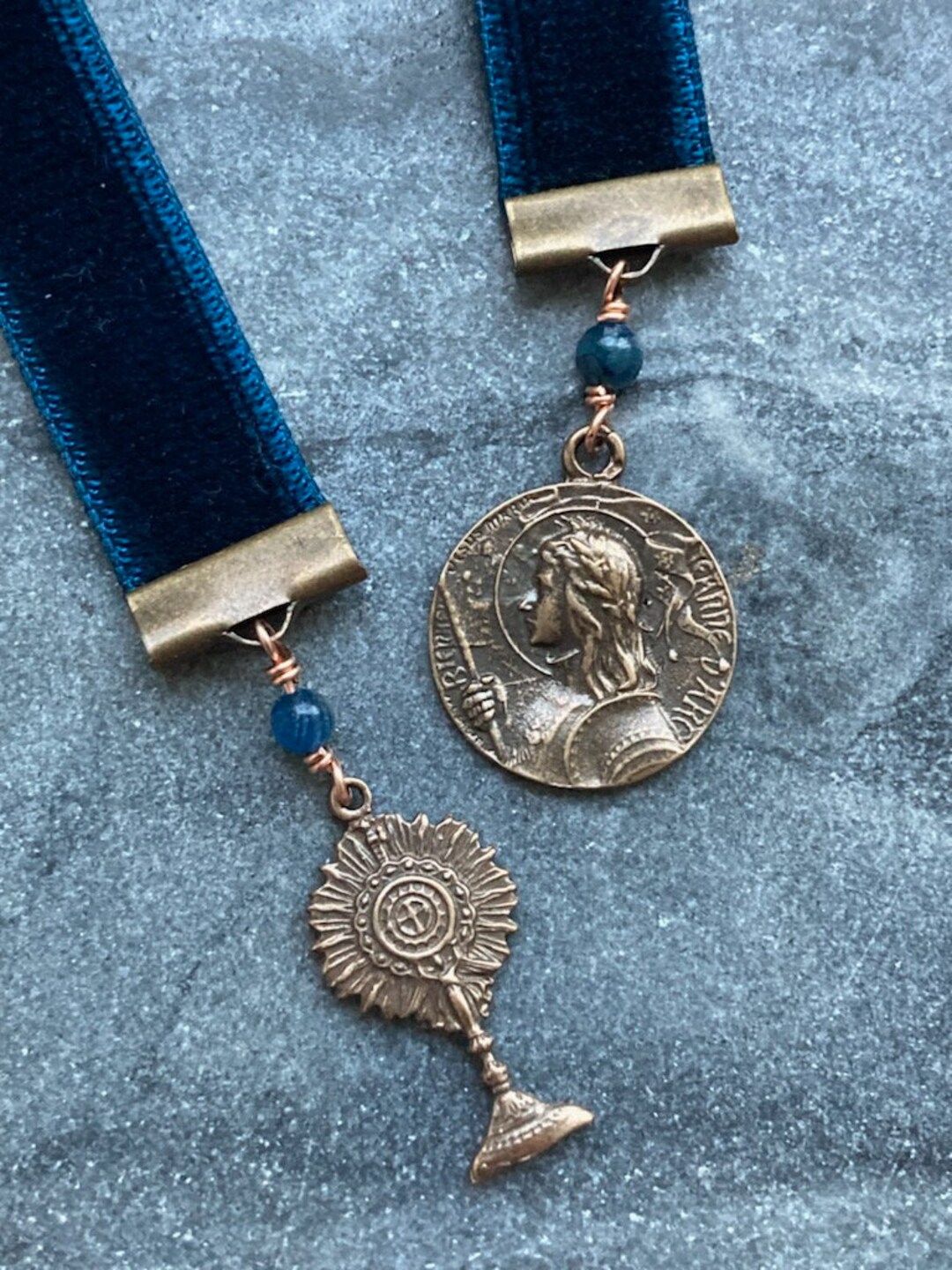 Velvet Catholic Bookmark - Blessed Sacrament and Joan of Arc - Bronze ...
