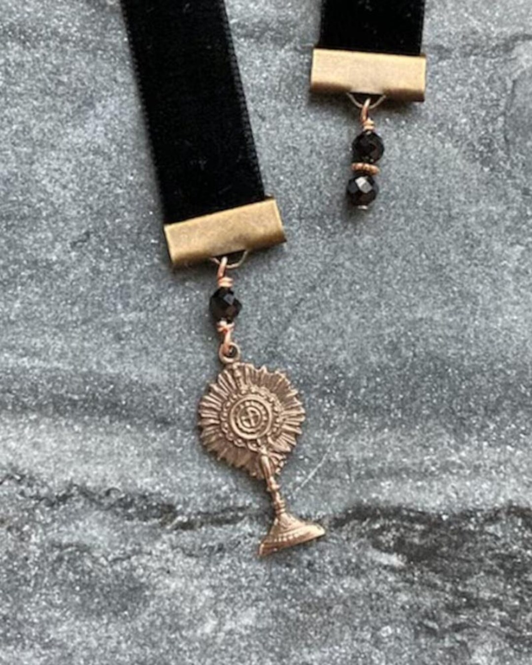 Velvet Catholic Bookmark - Blessed Sacrament - Bronze - Black Velvet - Etsy