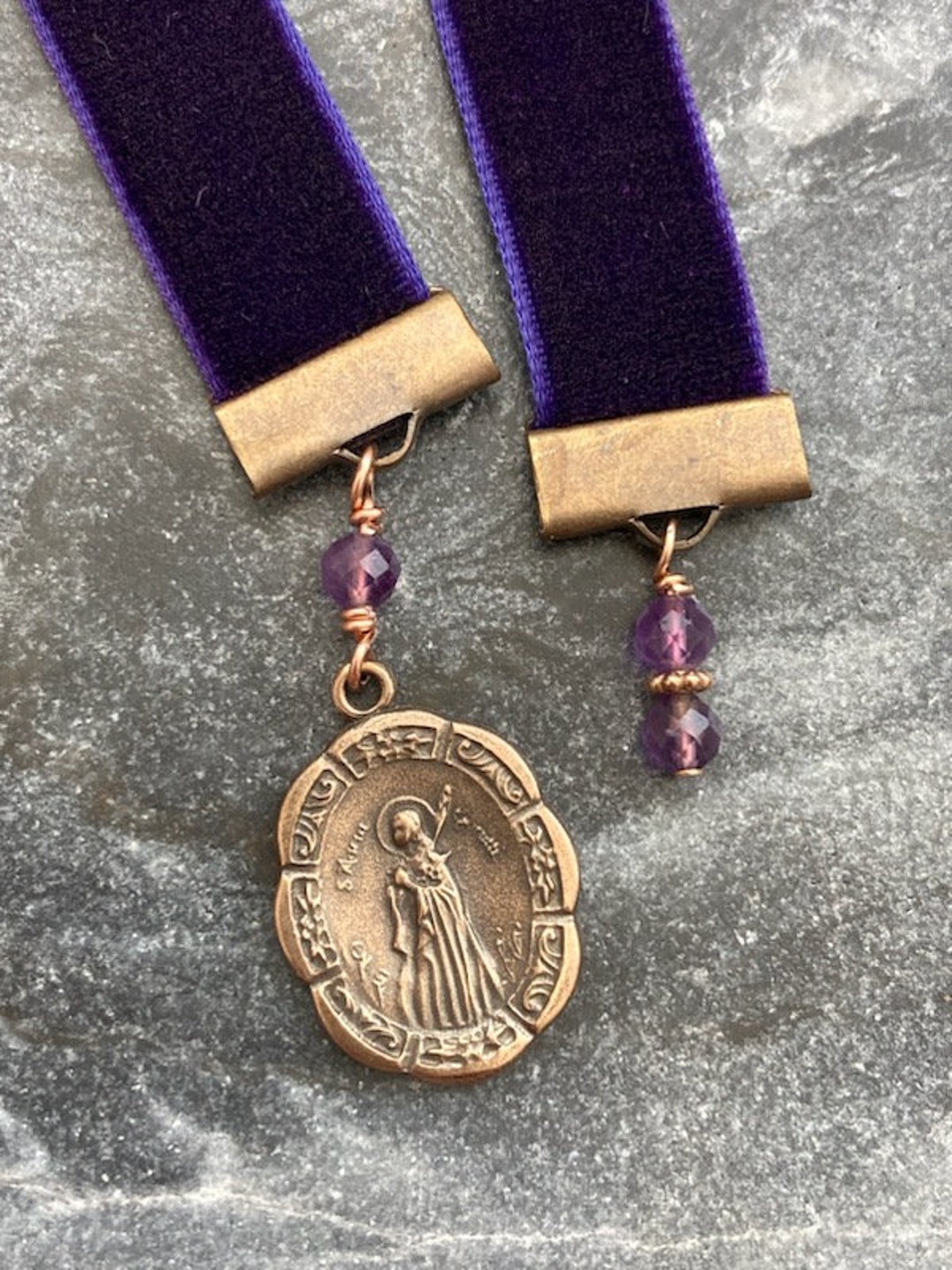 Velvet Catholic Bookmark Saint Maria Goretti Bronze Purple Velvet - Etsy