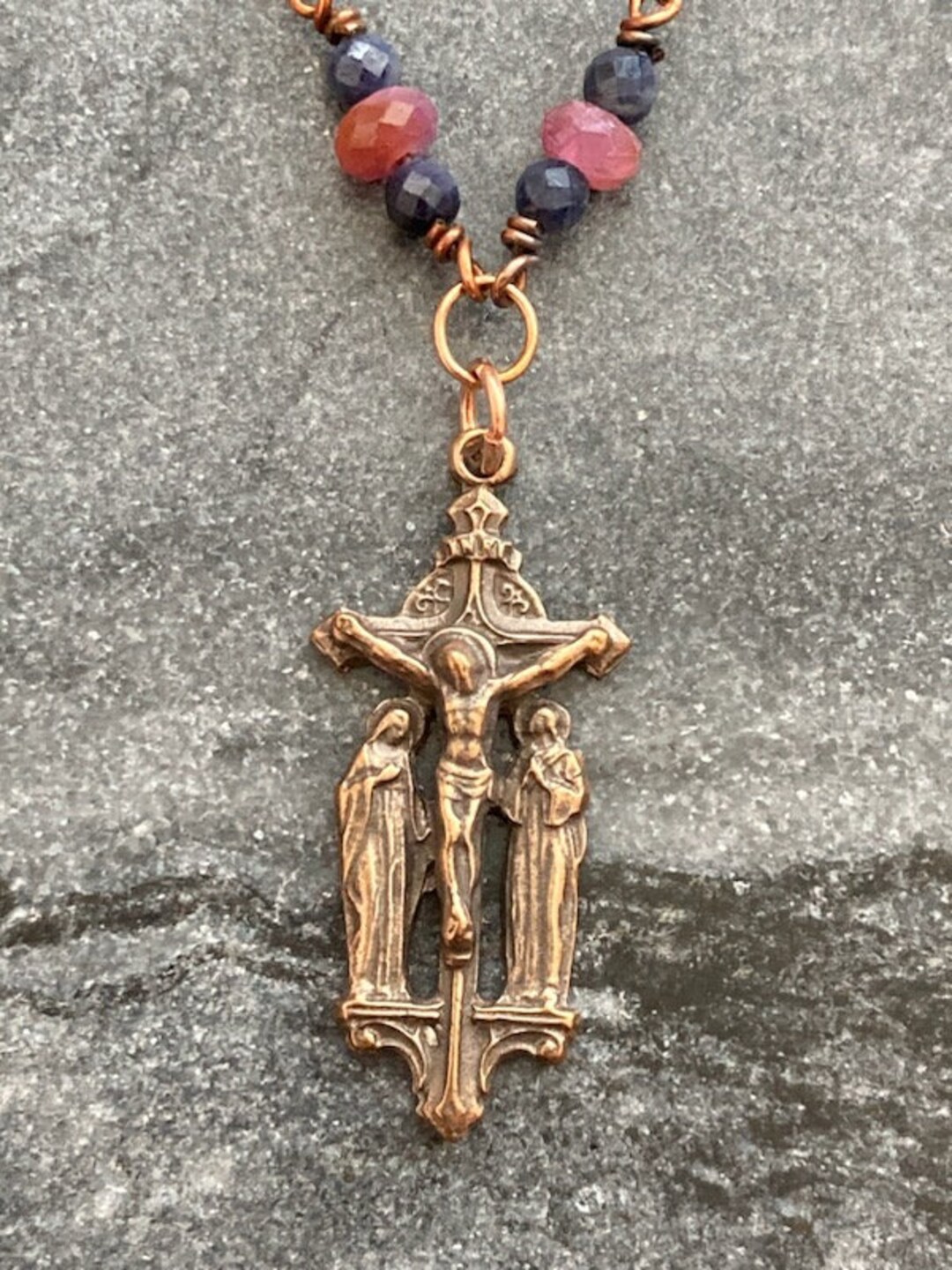 Catholic Crucifixion Necklace - Virgin Mary Saint John Crucifix - Solid ...