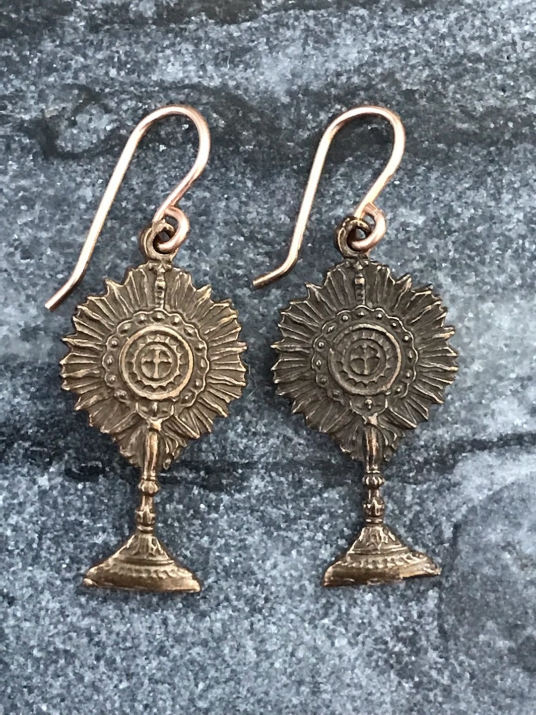Monstrance Catholic Earrings - Eucharist - Blessed Sacrament - Solid ...
