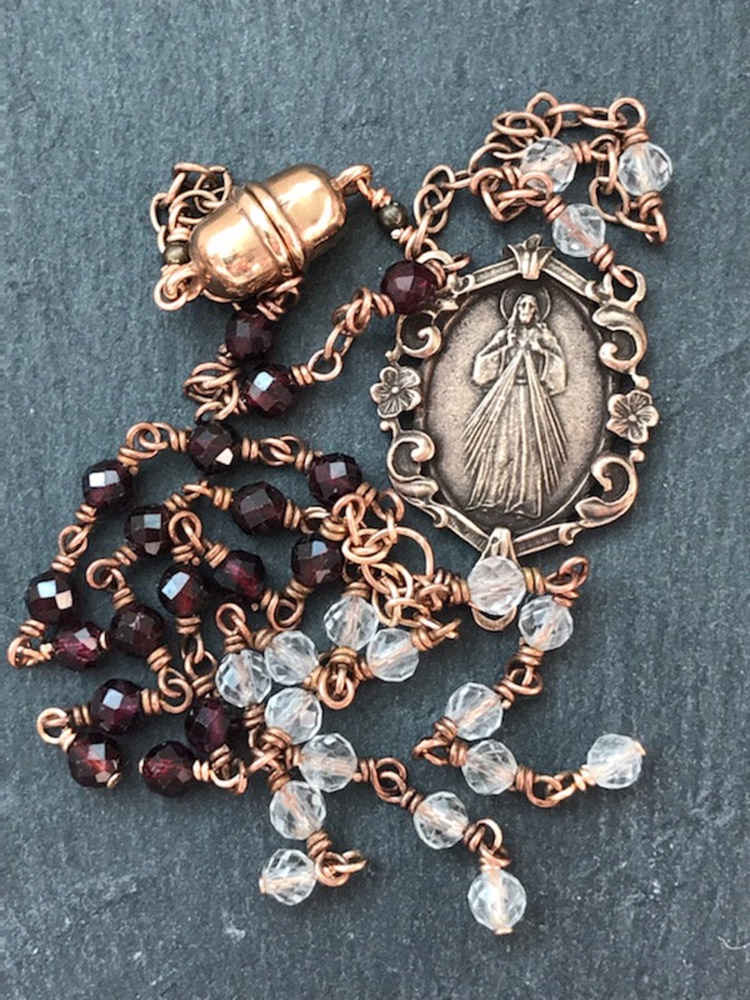 Divine Mercy Beaded Tassel Rear View Mirror Accessory Auto Rosary - Etsy