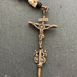 Saint Michael Rosary - Bronze Oxbone Skulls Lava Beads and Leather - Etsy