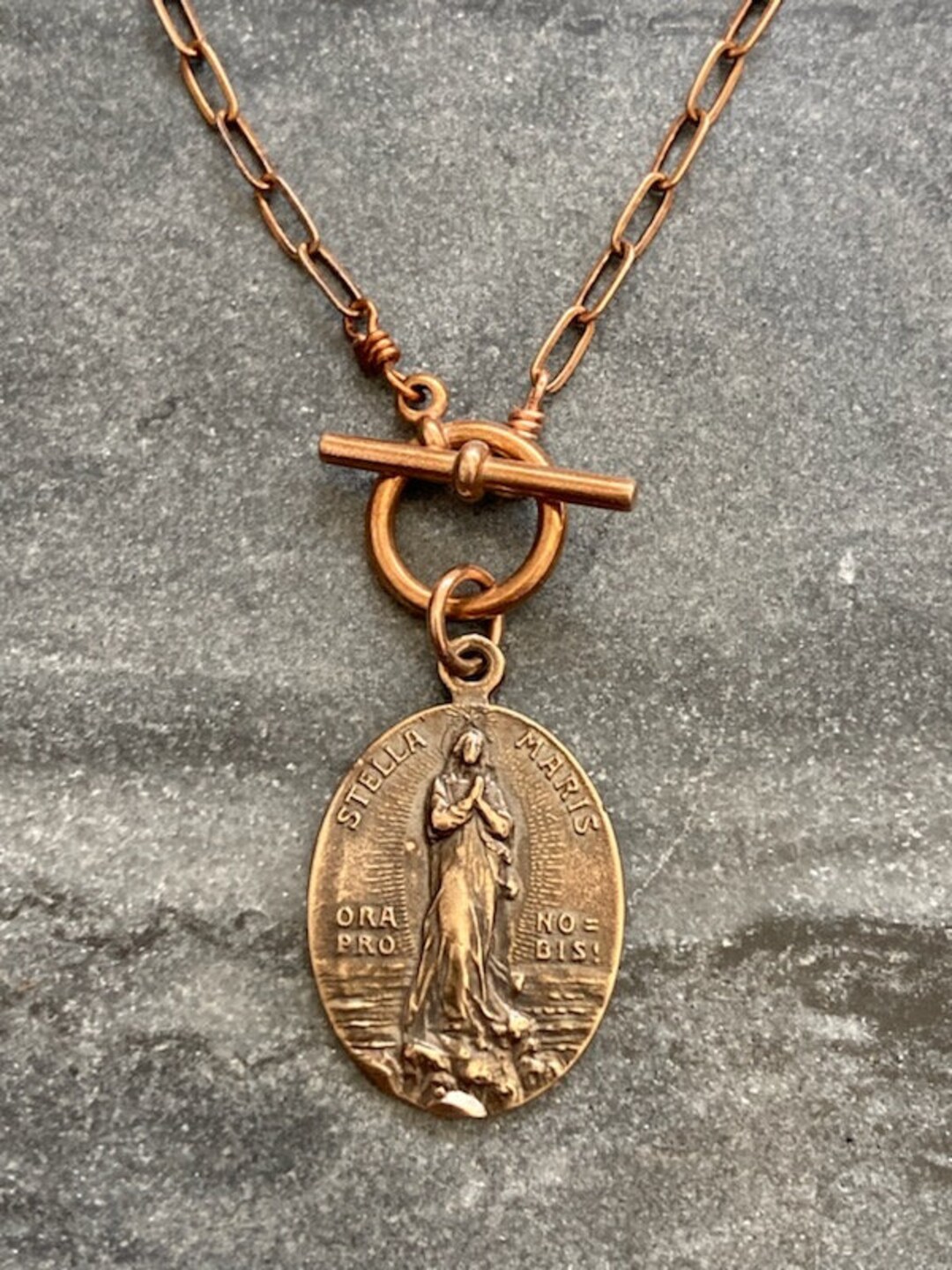 Stella Maris Solid Bronze Necklace - Etsy