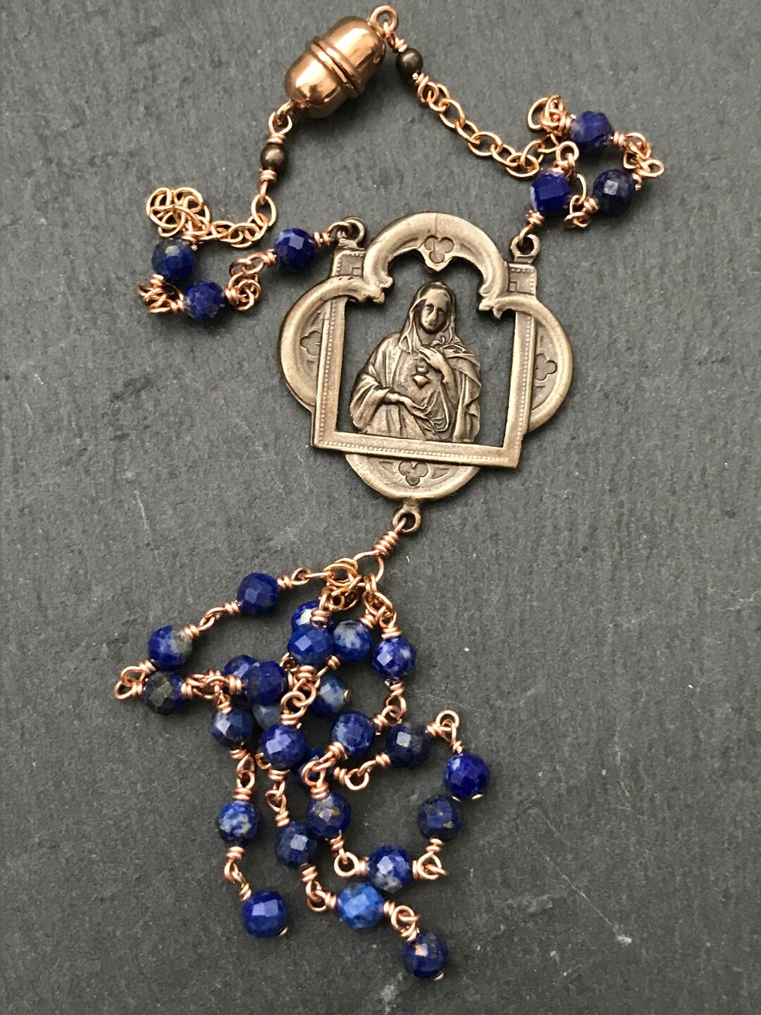 Virgin Mary Beaded Tassel Rear View Mirror Accessory Auto Rosary - Etsy