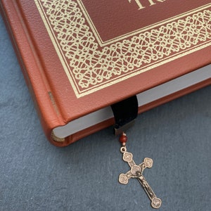 Velvet Catholic Bookmark - Sacraments Crucifix - Bronze - Black Velvet ...
