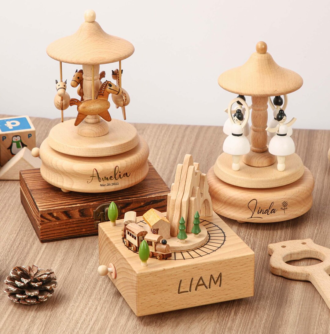 Personalized Wooden Train Music Box for Toddler,ballerina Music Box ...
