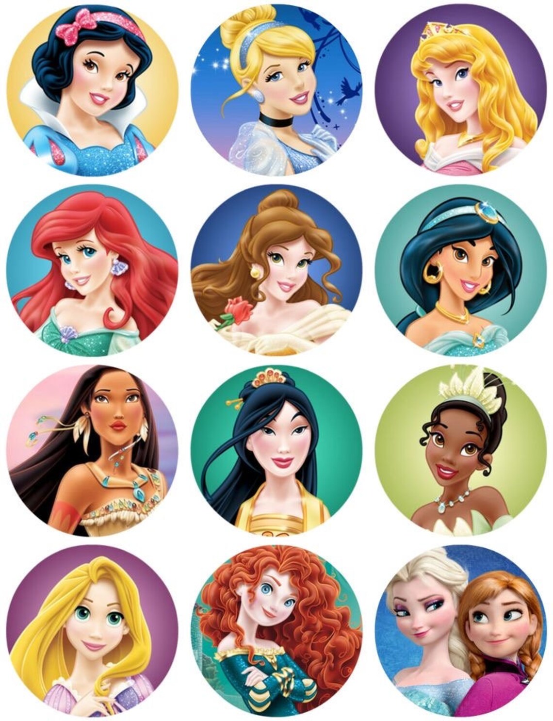 Princesses Edible Sugar Sheets/icing Sheets,cake, Cookies, Cupcake ...