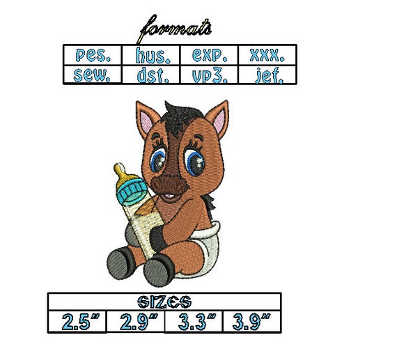 Baby Horse Embroidery Design Instant Download Digital - Etsy
