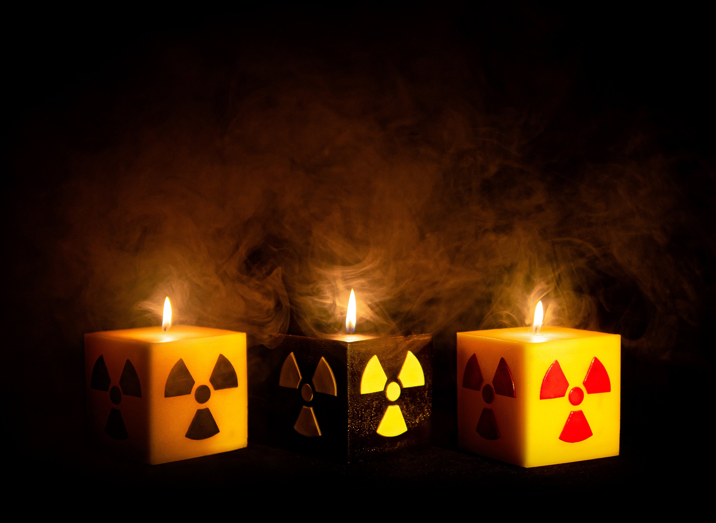 Radioactive Sign Candle BLACK-YELLOW, 10cm - Etsy