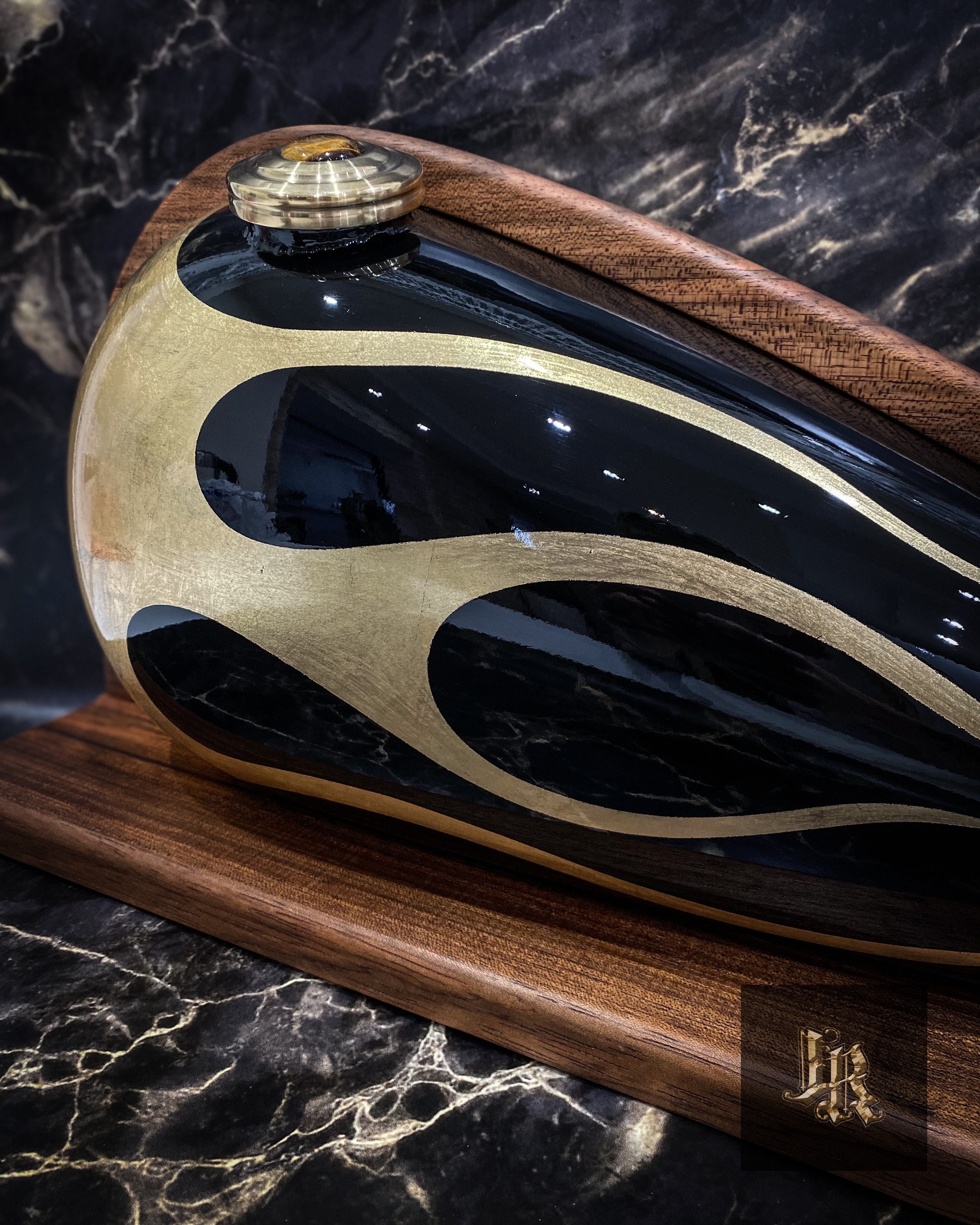 SOLD! 42† GAS TANK Gold Flames | Harley Davidson Urn | Motorcycle Urn ...