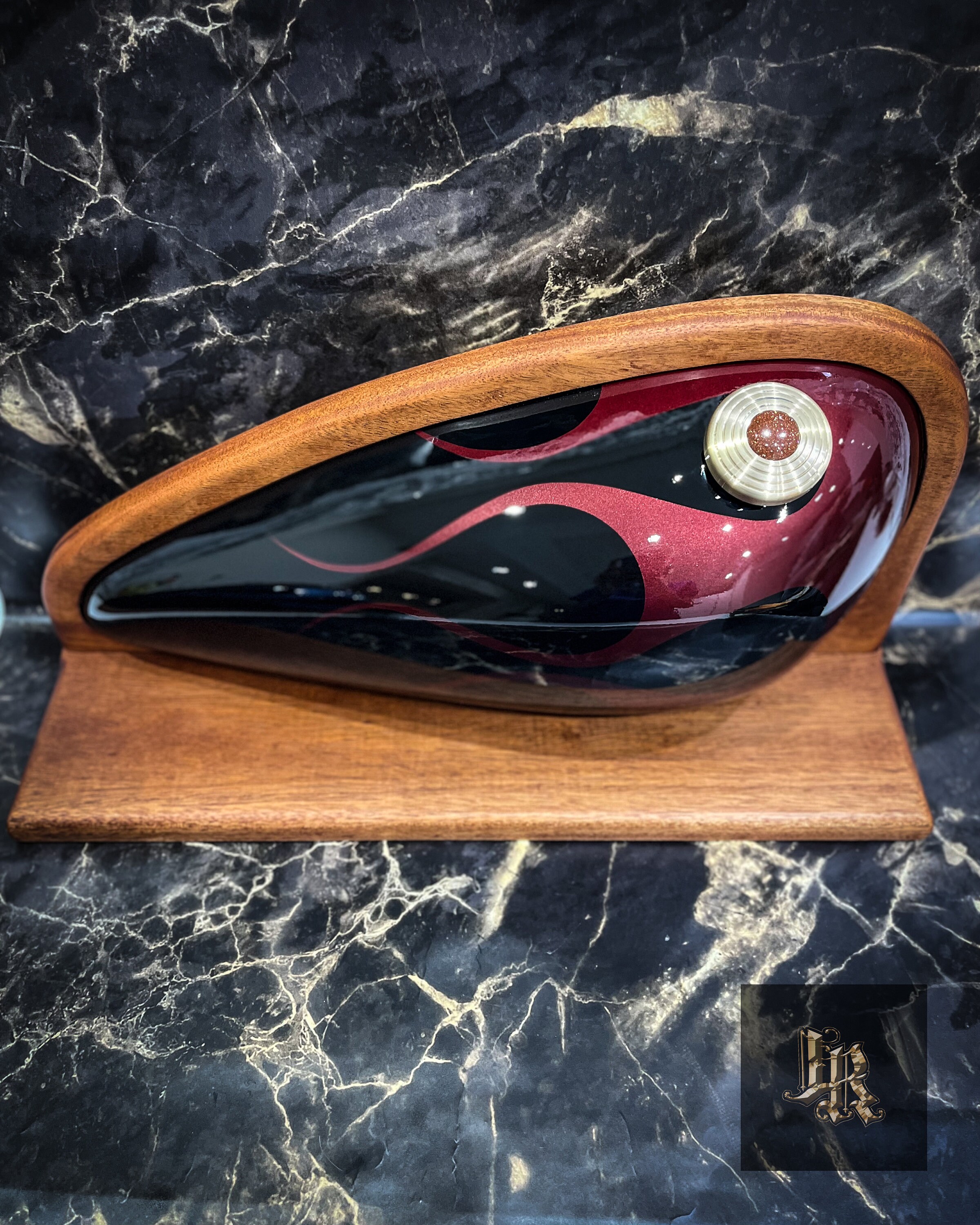 SOLD 76 GAS TANK Red Flames Harley Davidson Urn Motorcycle Urn ...