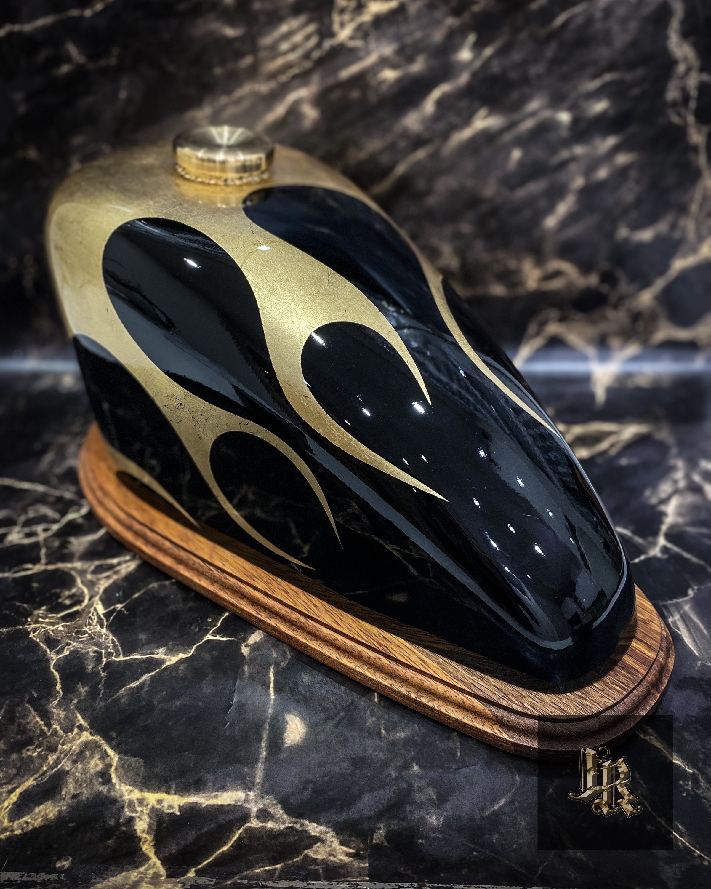 46 TANK FOR TWO Gold Flames Harley Davidson Urn Motorcycle Urn ...