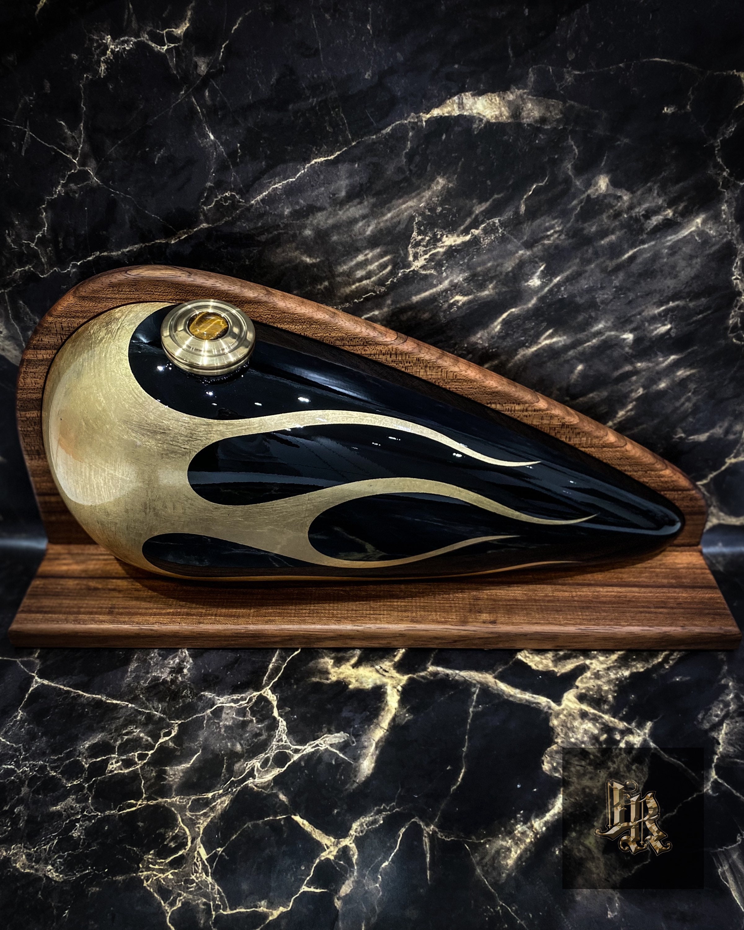 SOLD 42 GAS TANK Gold Flames Harley Davidson Urn Motorcycle Urn ...