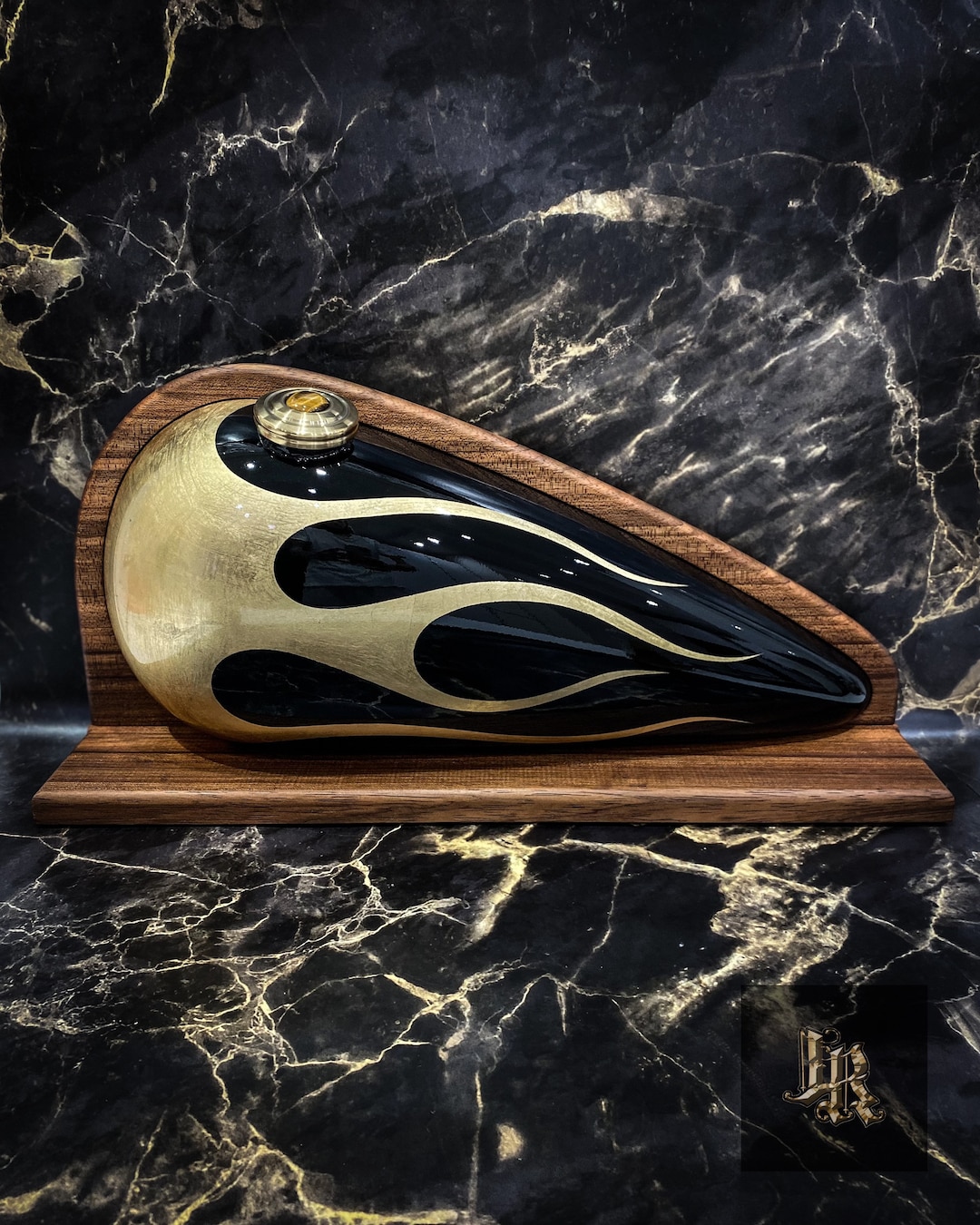 SOLD! 42† GAS TANK Gold Flames | Harley Davidson Urn | Motorcycle Urn ...