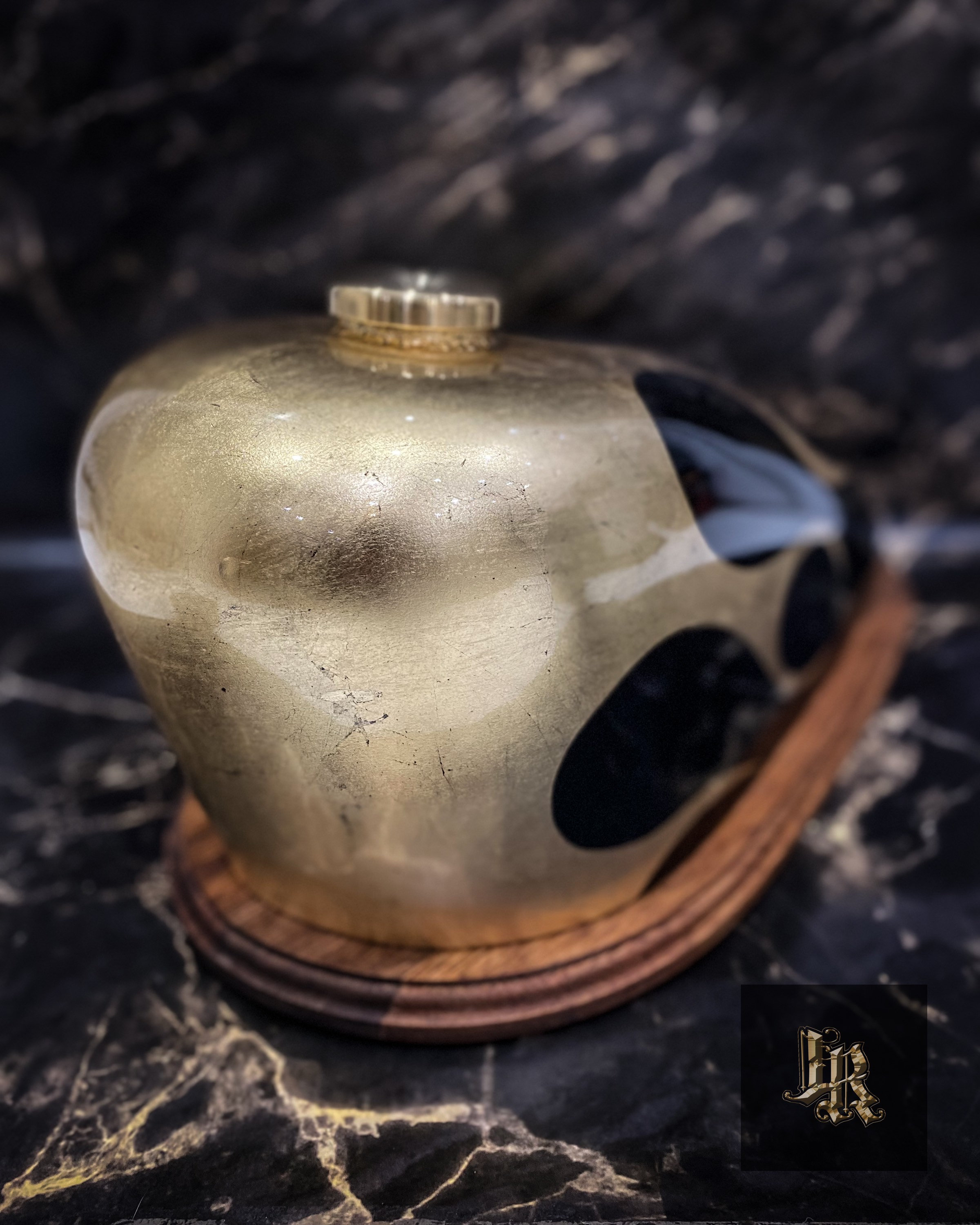 46 TANK FOR TWO Gold Flames Harley Davidson Urn Motorcycle Urn ...