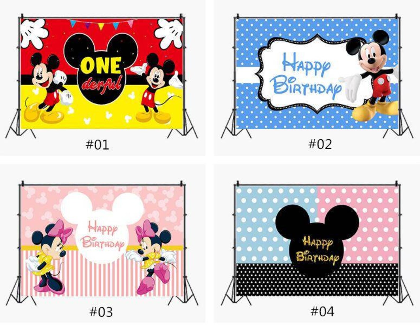 Cartoon Mickey Mouse Party Backdrop Decorations Banner | Etsy