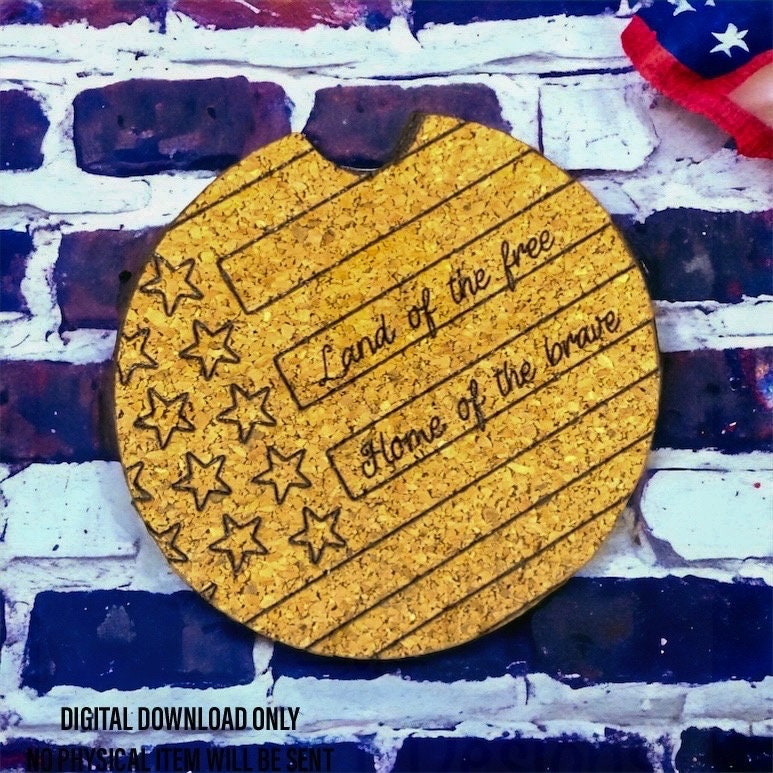 American Flag Car Cup Coaster SVG - Etsy