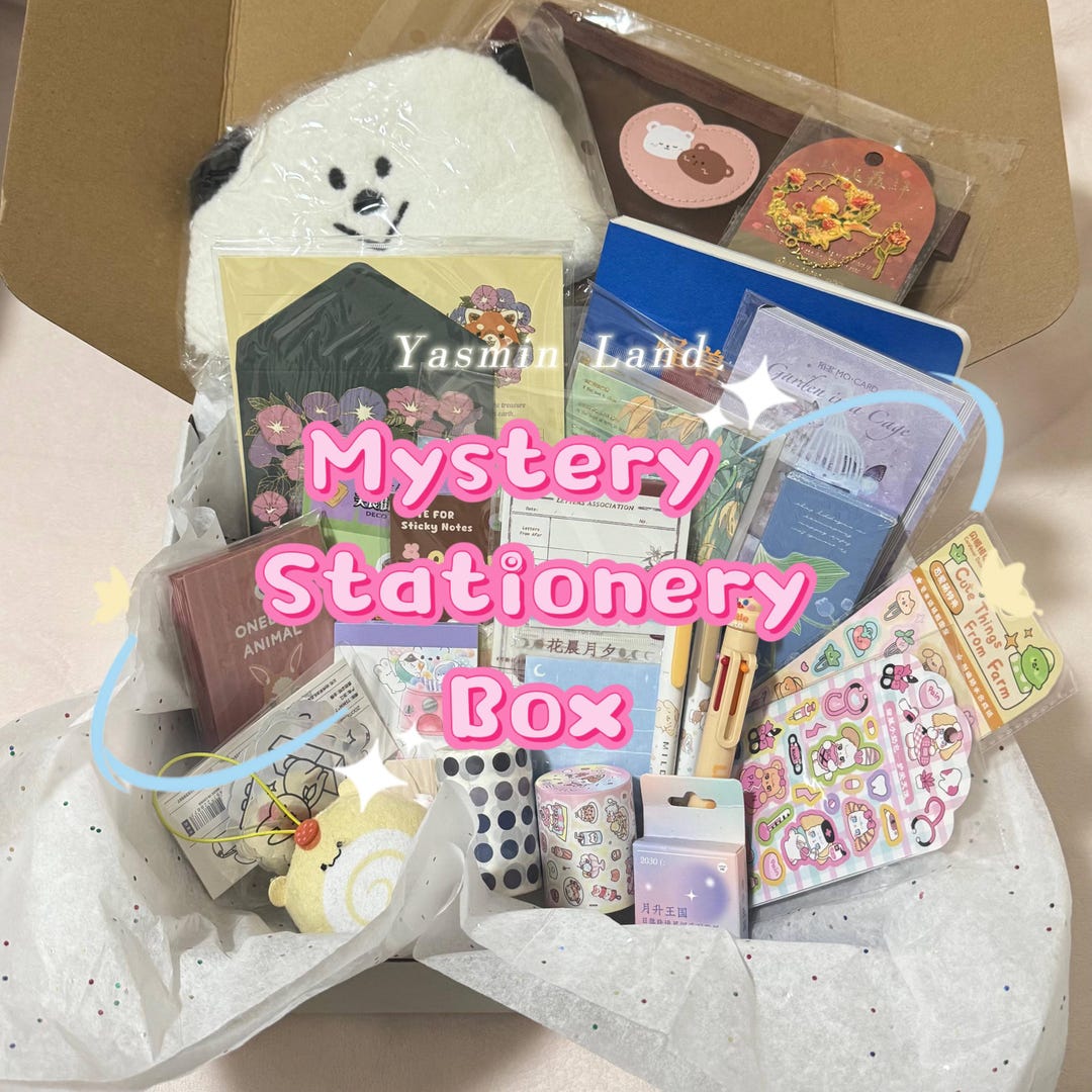 Cute Mystery Stationery Box: Stickers, Washi Tape, Pens - Etsy
