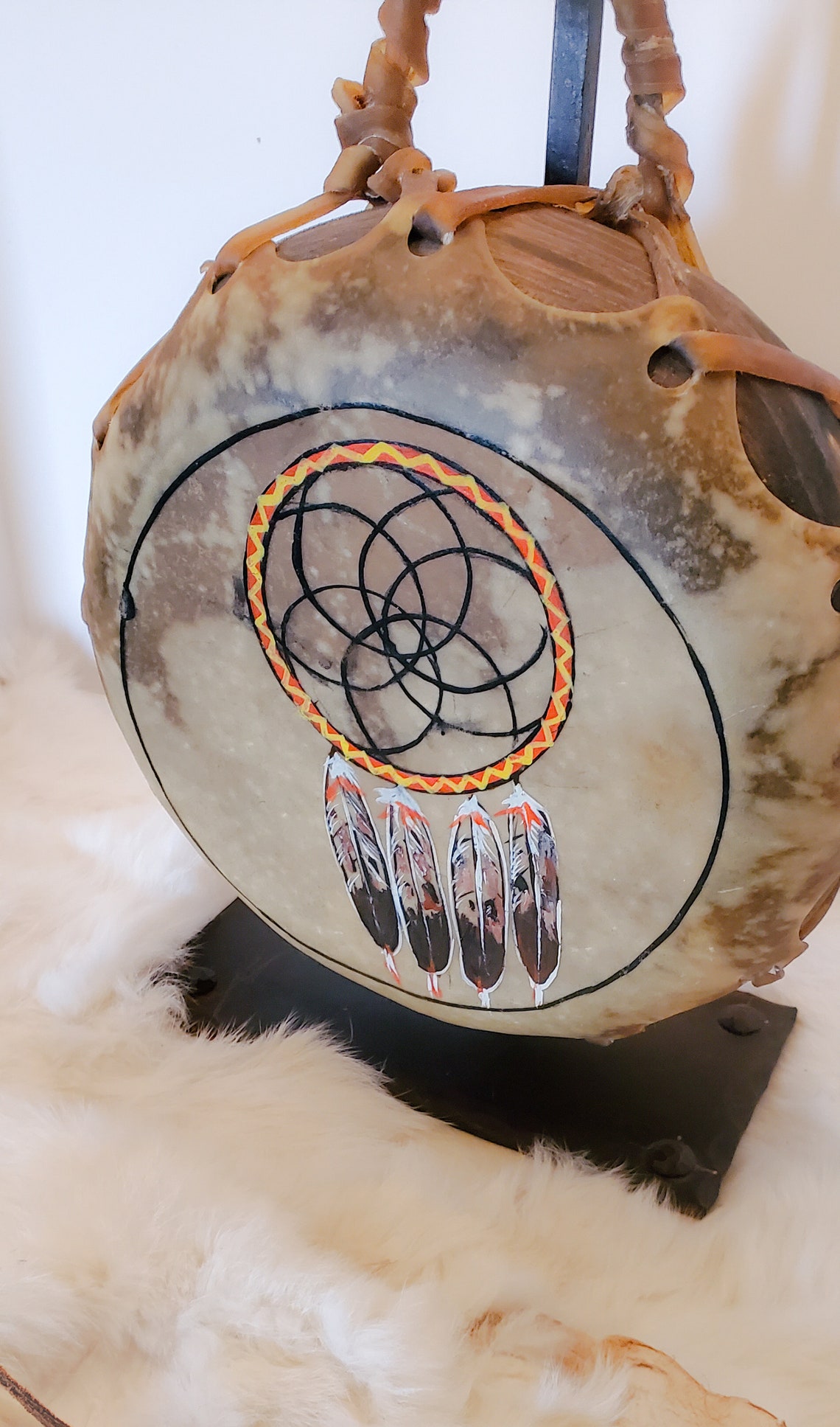 Hand Drum 9x3dream Catcherceremonial Drum, Hand Made by Native American ...