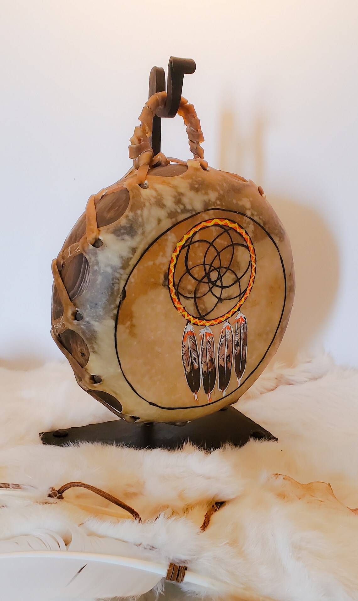 Hand Drum 9x3dream Catcherceremonial Drum, Hand Made by Native American ...