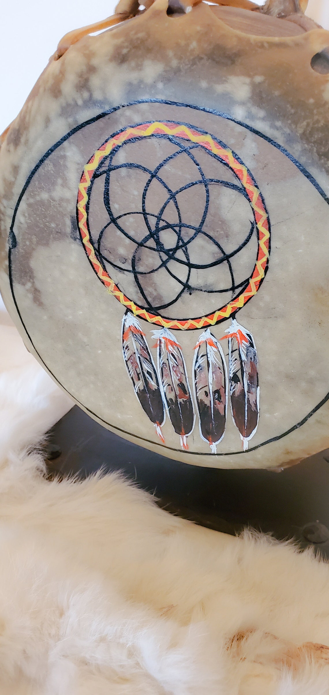 Hand Drum 9x3dream Catcherceremonial Drum, Hand Made by Native American ...