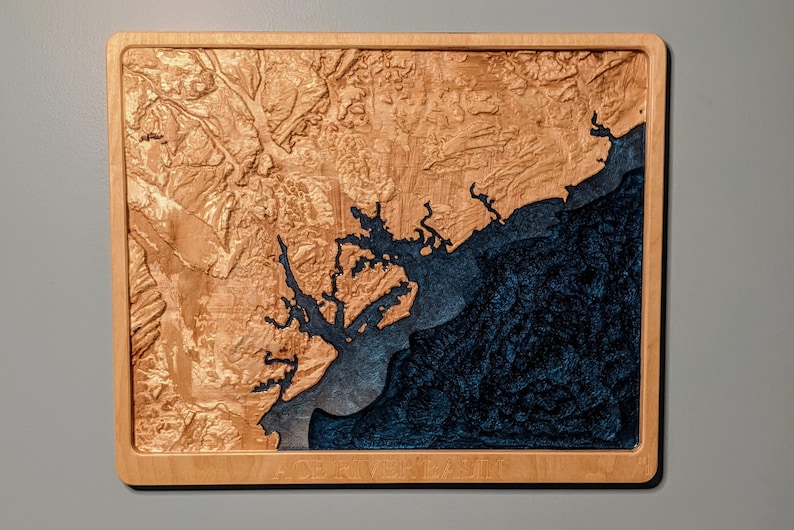 ACE Basin 3D Topographic Map Wood Relief Carving - Etsy
