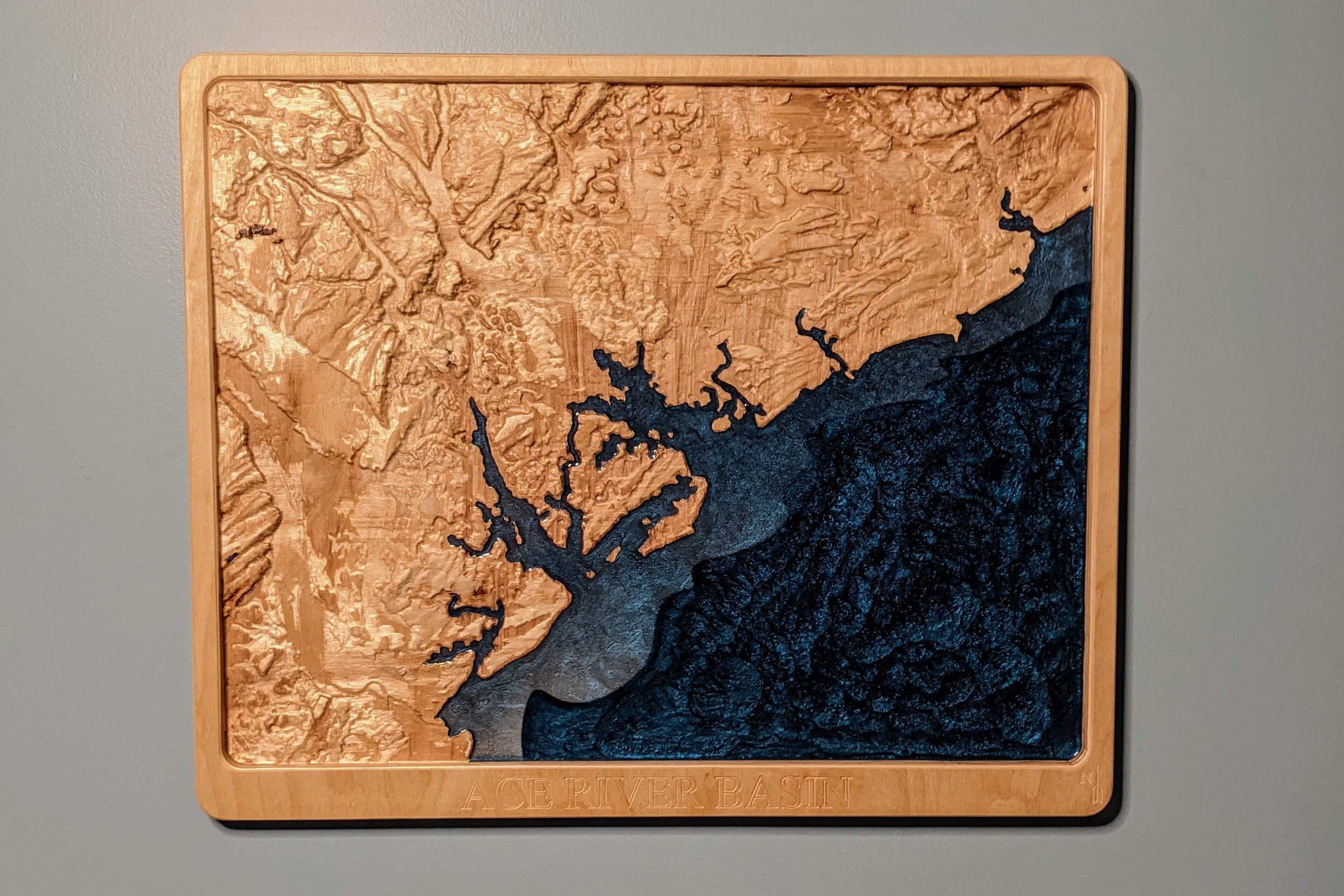 ACE Basin 3D Topographic Map Wood Relief Carving - Etsy
