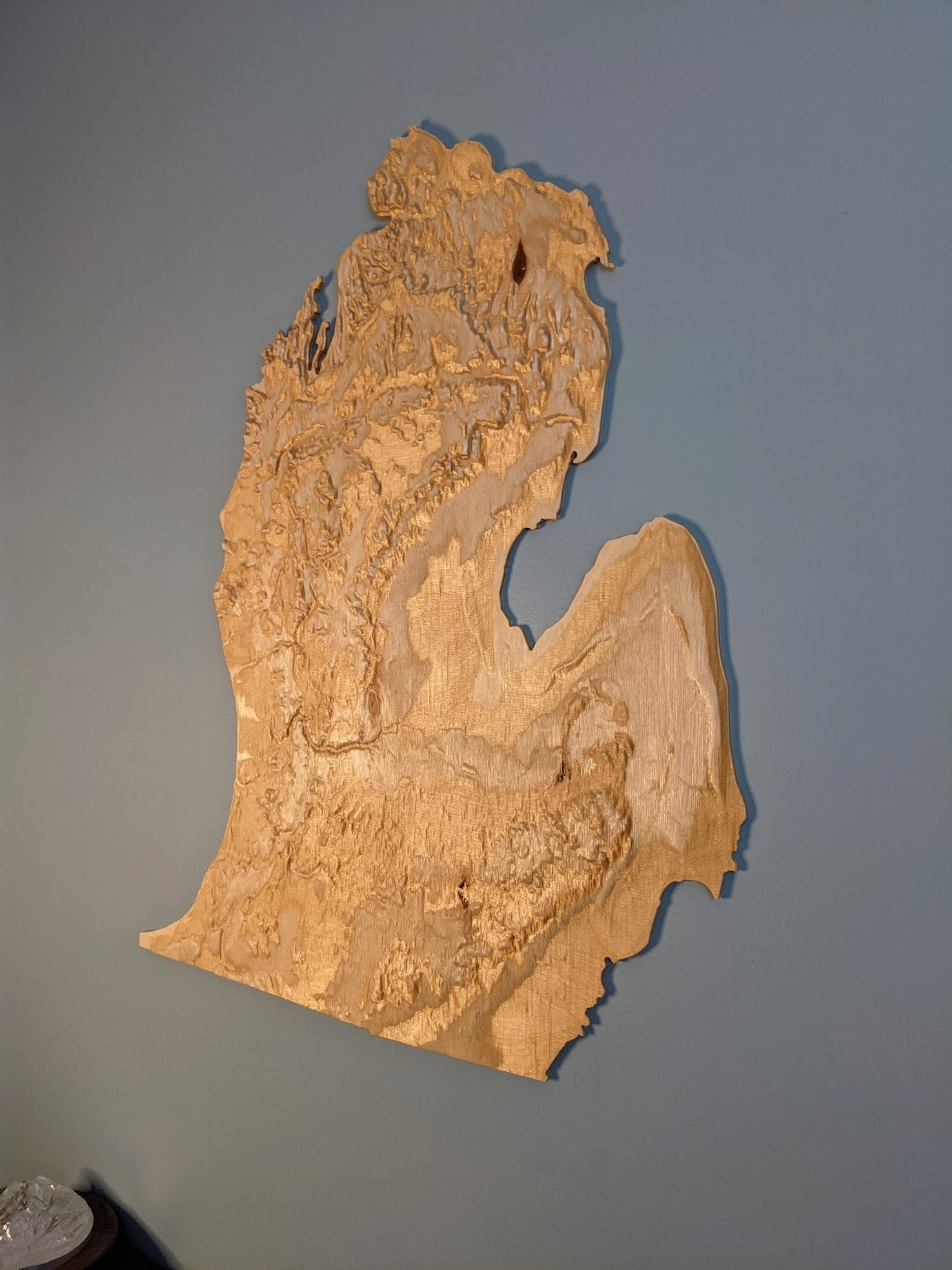 Michigan State 'mitten' 3D Topographic Map Wood Relief Carving - Etsy