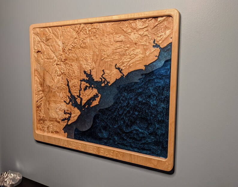ACE Basin 3D Topographic Map Wood Relief Carving - Etsy