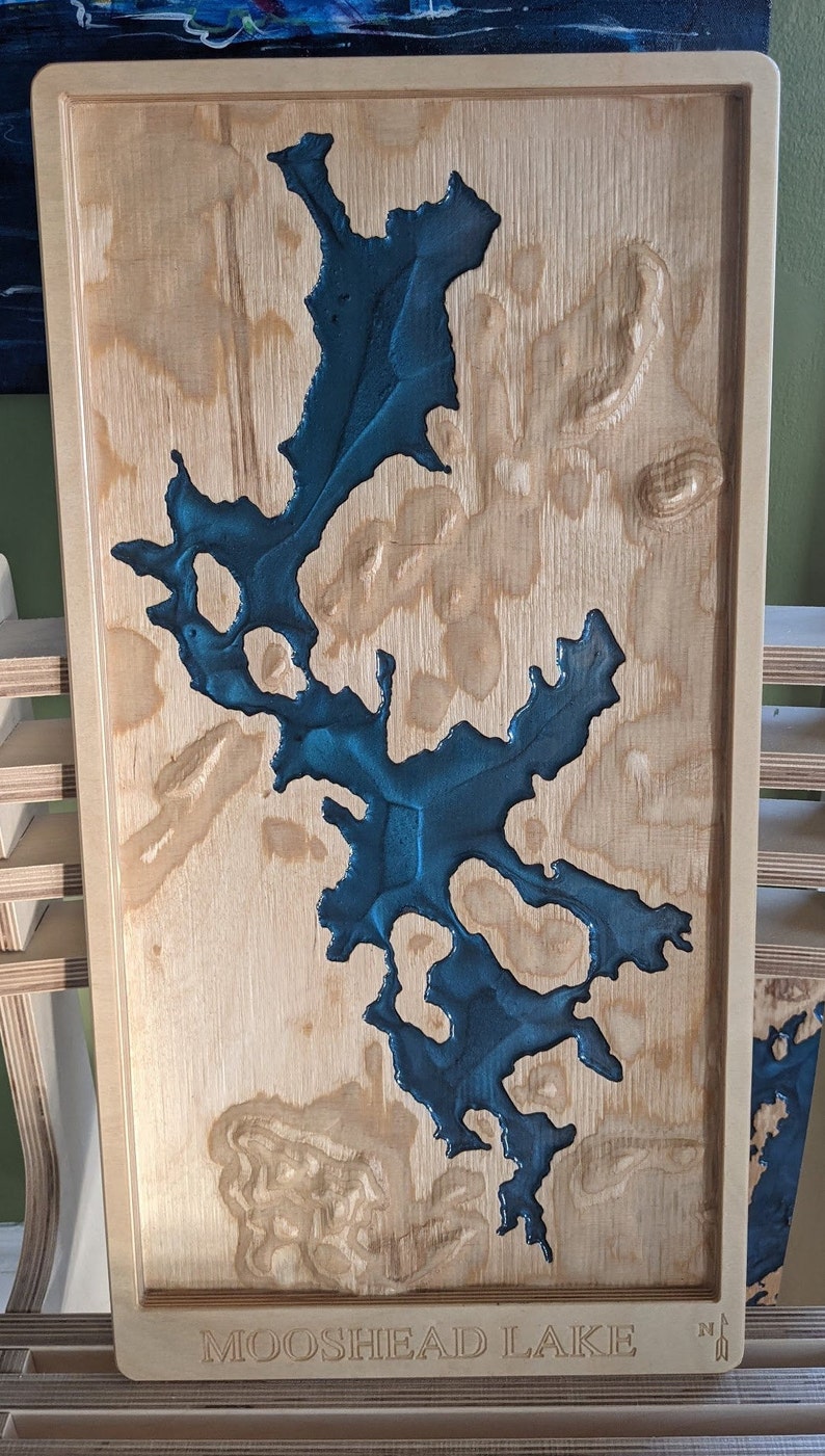 Moosehead Lake and Mount Kineo 3D Topographic Map Wood Relief Carving ...