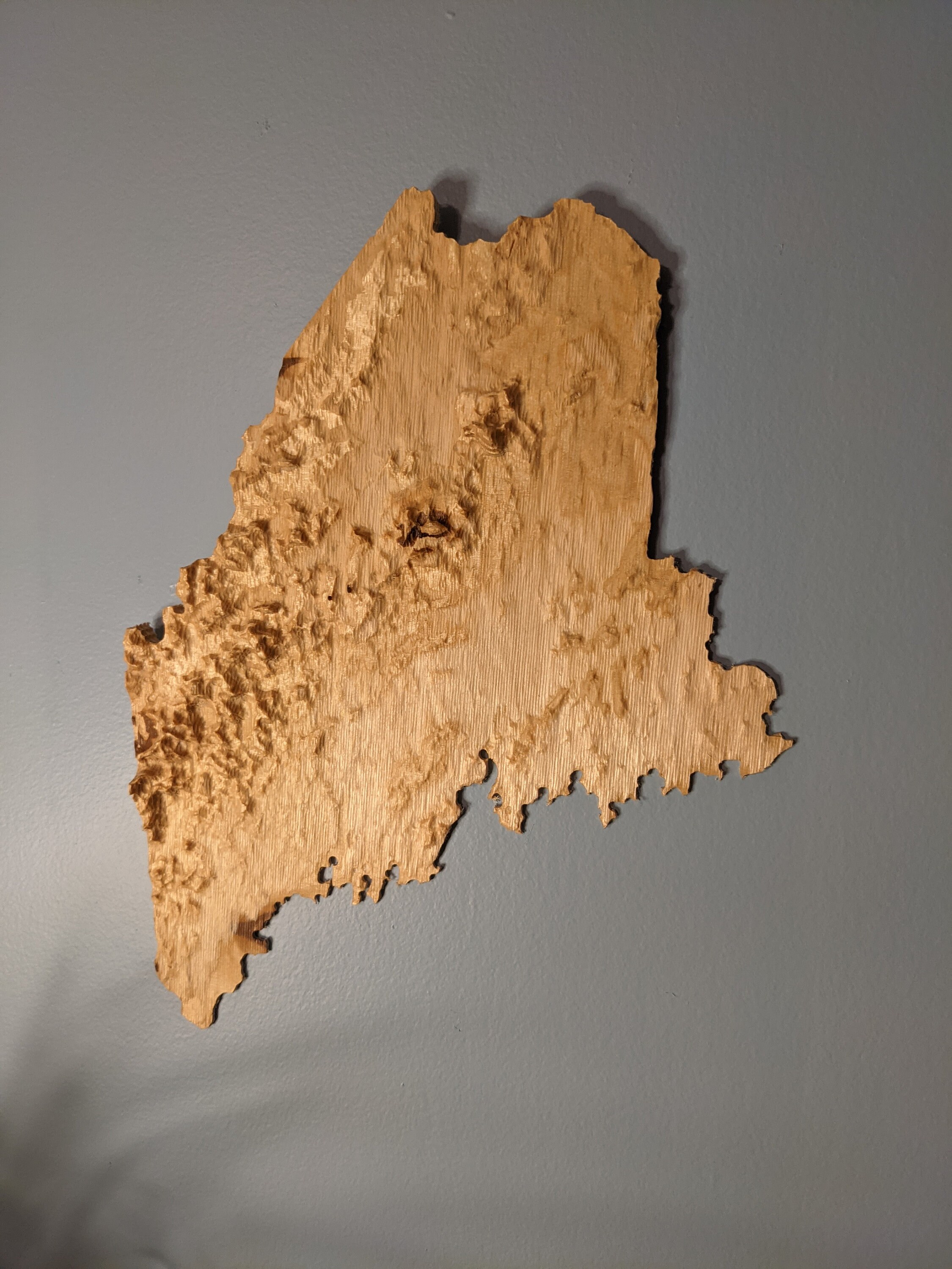 Maine 3D Topographic Map Wood Relief Carving - 12" X 14" - Etsy