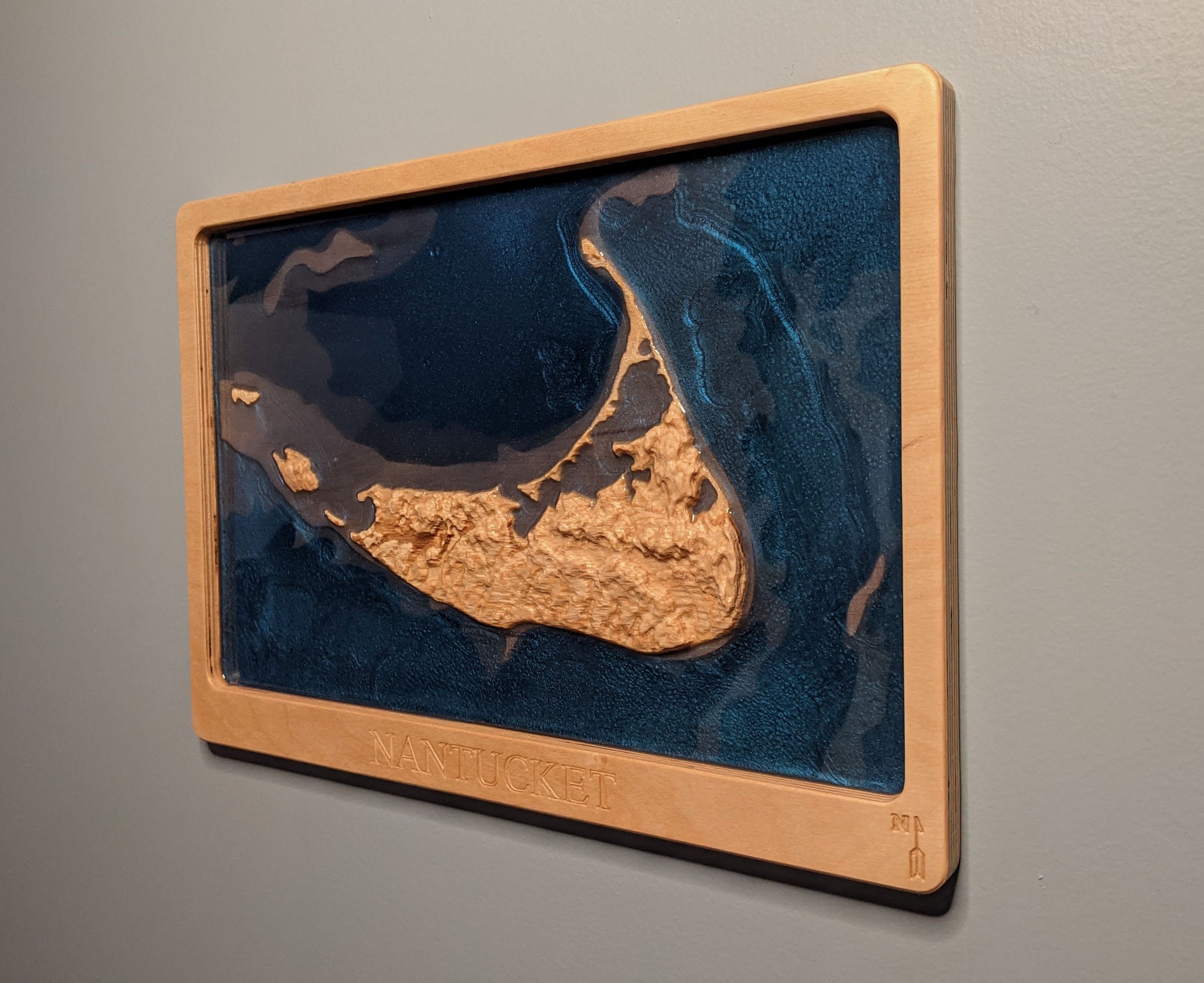 Nantucket 3D Topographic Wood Relief Map Carving - Etsy